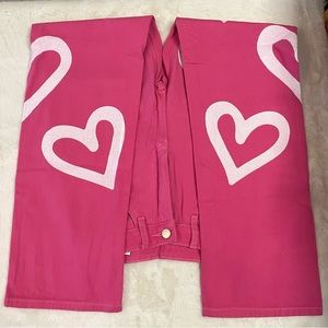 Jeans | Nwt Pink Highwaist Boyfriend Straightleg Jeans With White ...